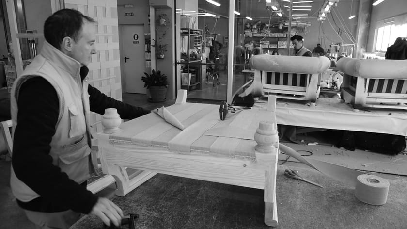 BRIGITTE 4 seater linen sofa with castors By Blasco