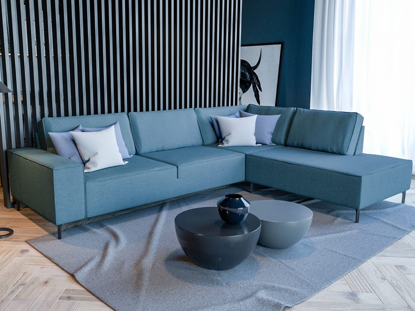 Sectional velvet sofa with chaise longue BRUSSELS By GRAFU