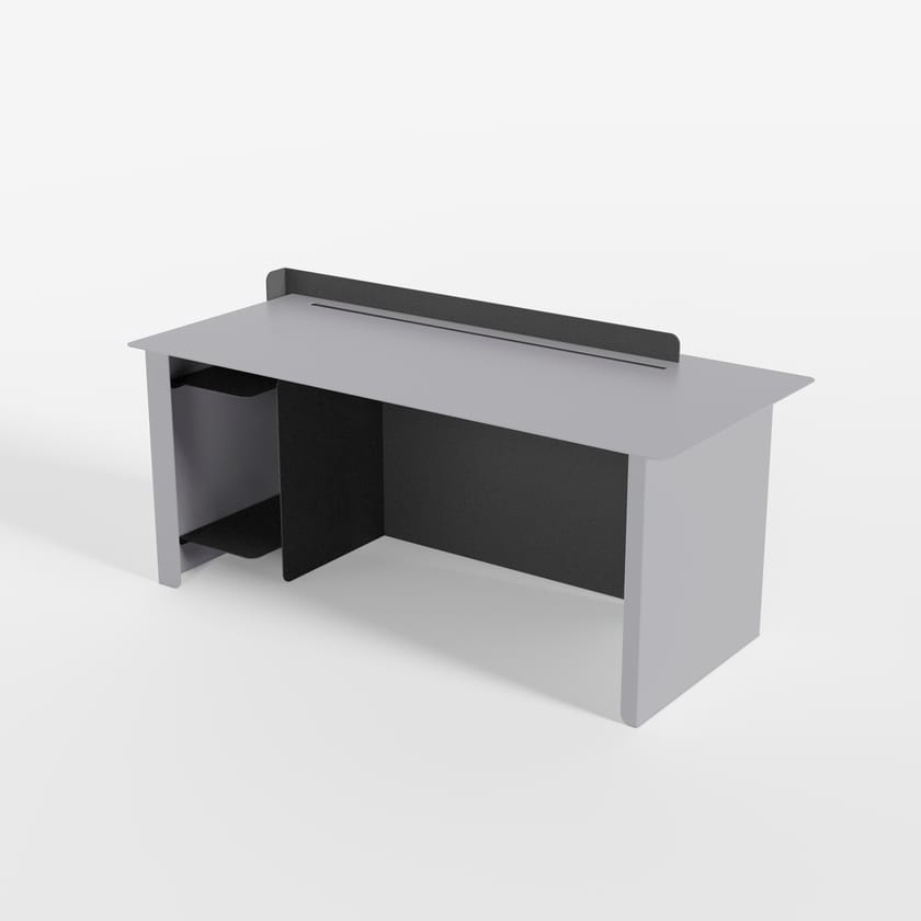 BSET Rectangular aluminium office desk with shelves By Bplan