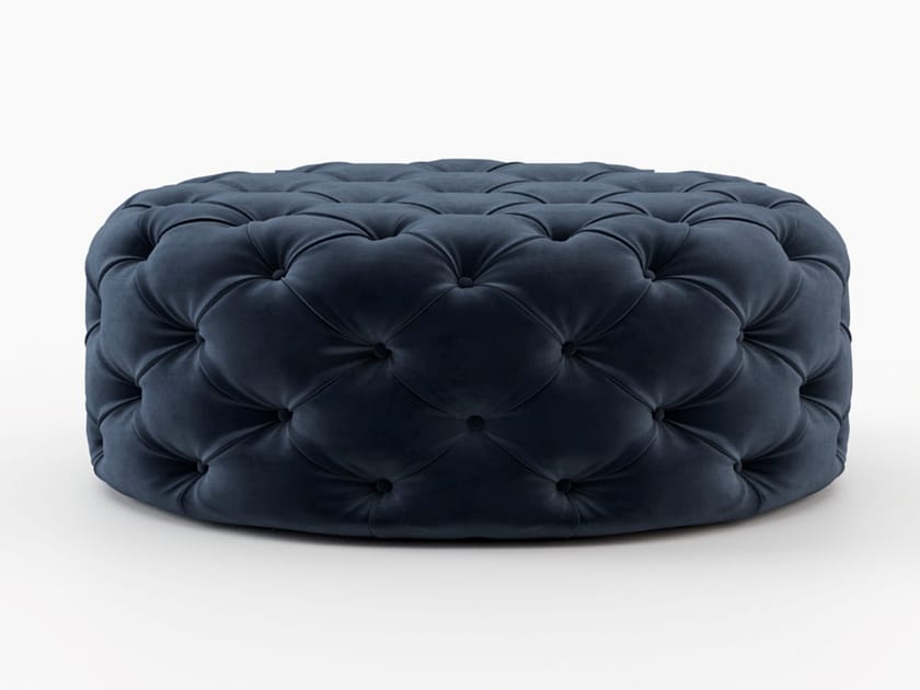 BUR ROUND Round tufted leather pouf By Laskasas