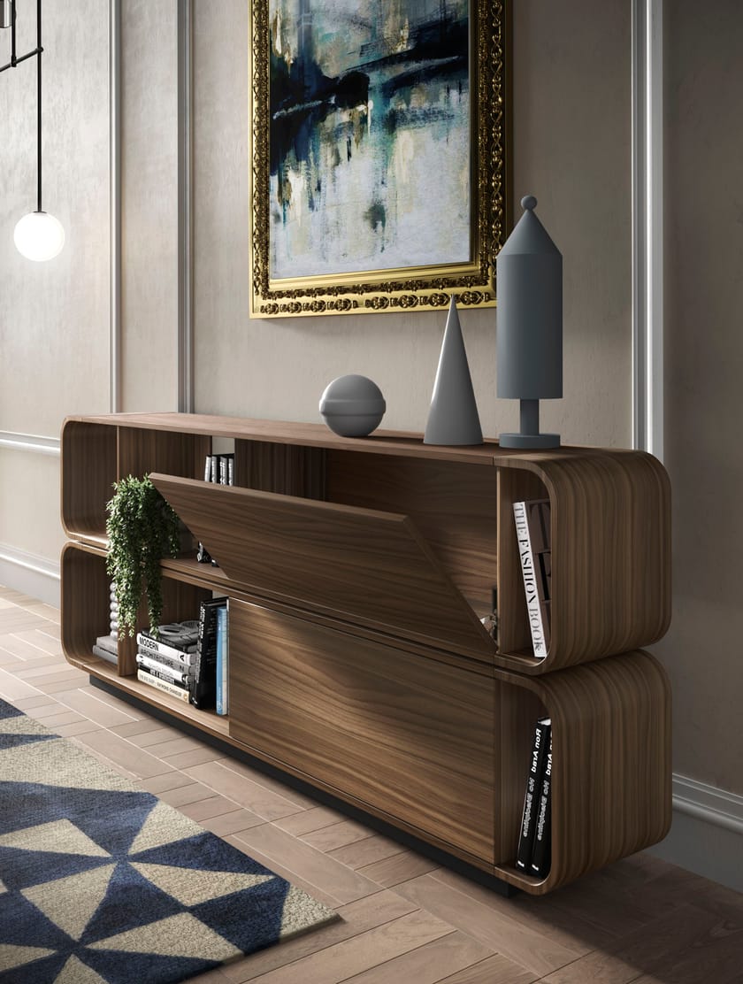 ROUND UP Double-sided wooden sideboard with flap doors By Barba design | design Manuela Pelizzon