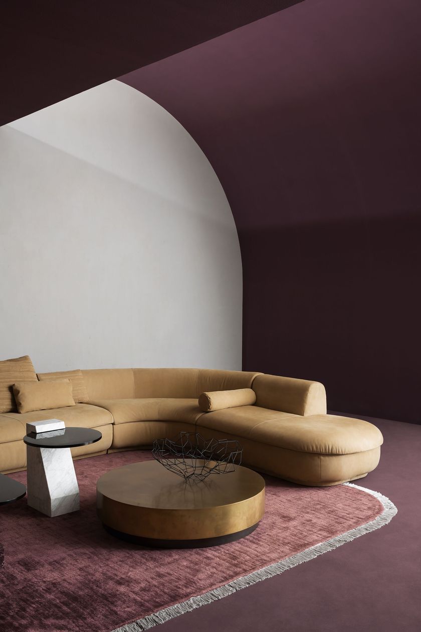 PIAF Curved modular leather sofa By Baxter