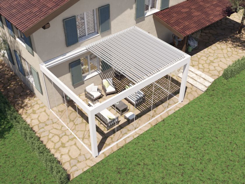 TAYLOR LUX Pergola autoportante in alluminio a lamelle impacchettabili ...