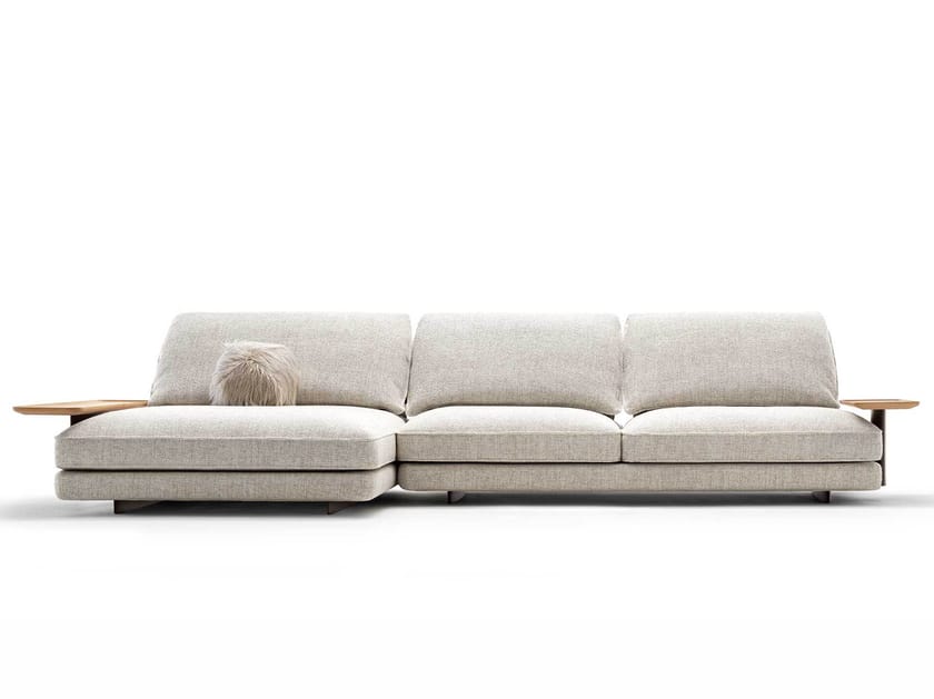 DAVID Modular fabric sofa with chaise longue By BertO