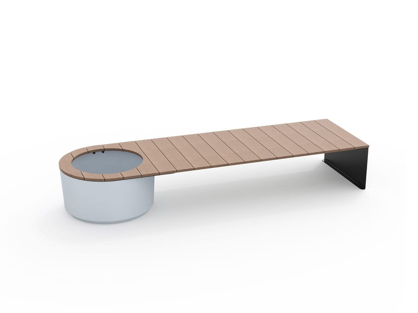 GRAND STEEL Concrete bench with integrated planter By Betoni