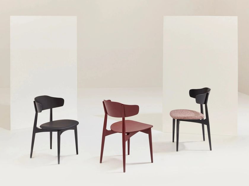 FLOW 826 Beech chair with padded seat By Billiani