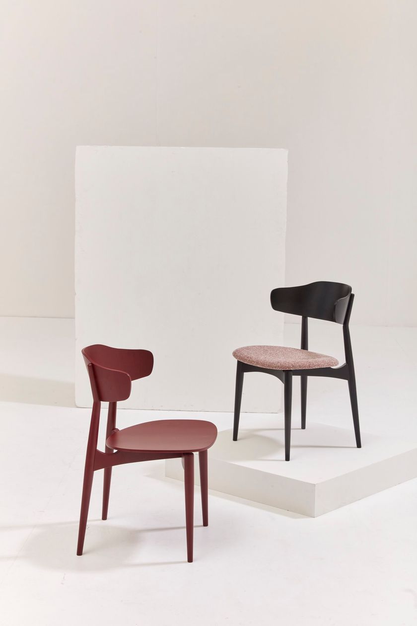 FLOW 826 Beech chair with padded seat By Billiani