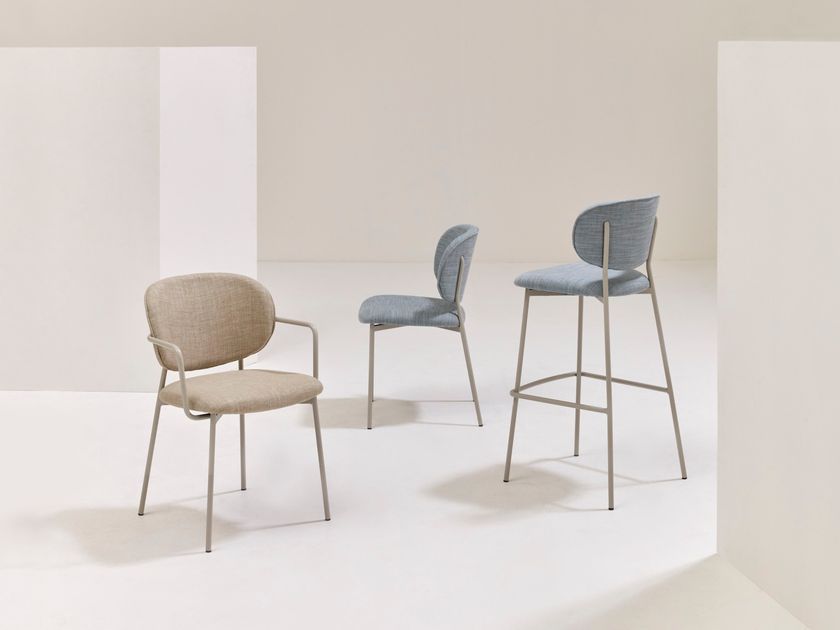 WRAP STEEL High upholstered steel stool By Billiani