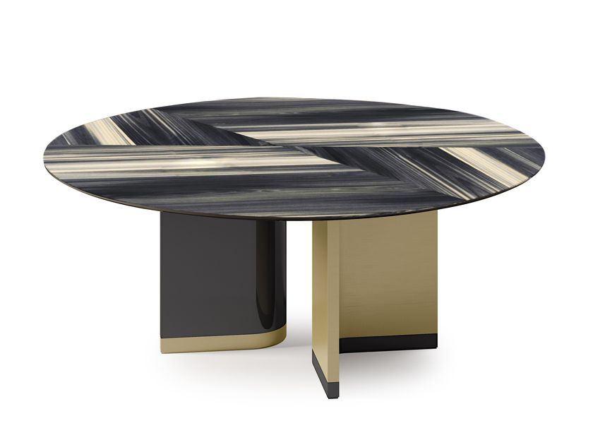 IKAT Round wooden dining table By Bizzotto Italia