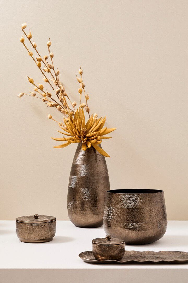 CLAMP Round metal vase By Bizzotto