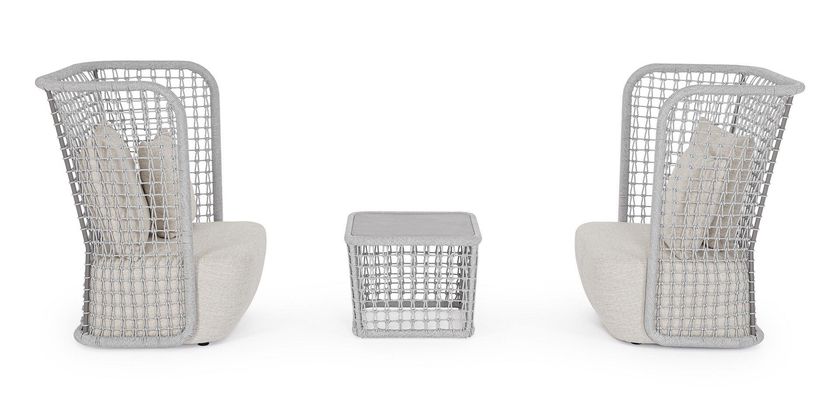 KOLLAR Square rope garden side table By Bizzotto