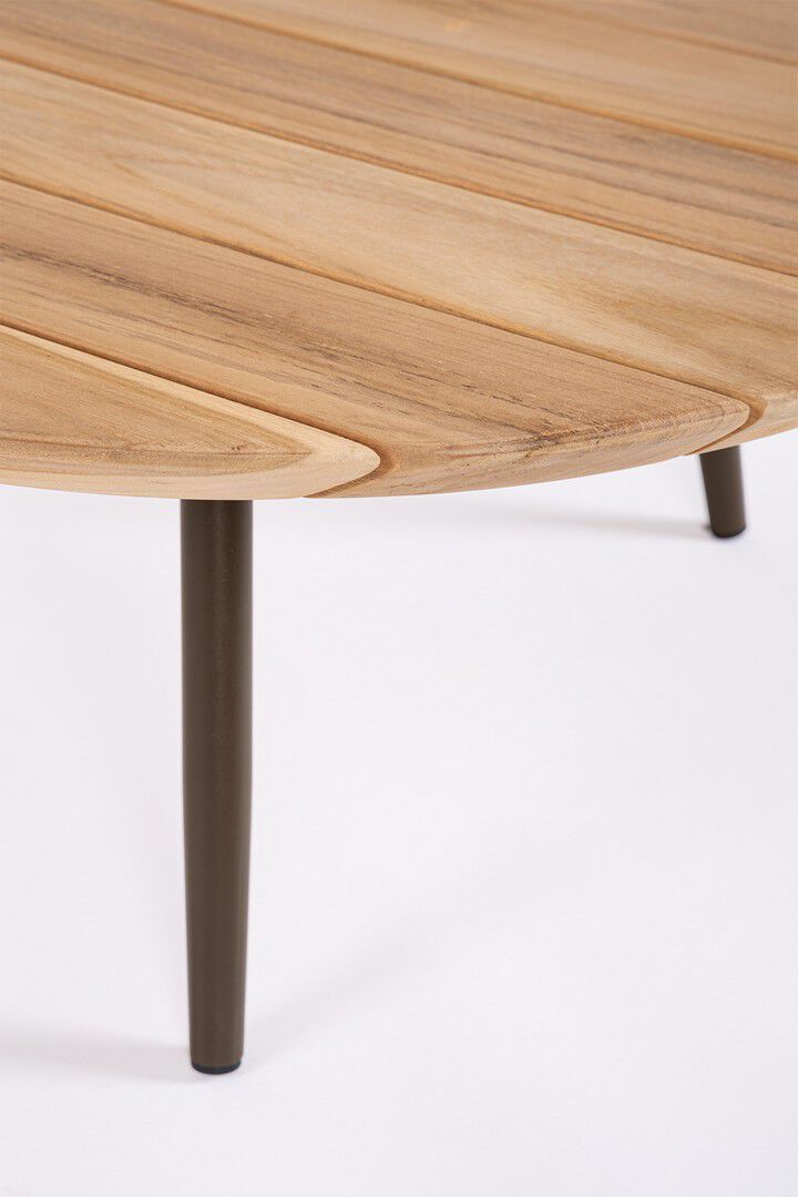 TALAIA Round teak garden side table By Bizzotto