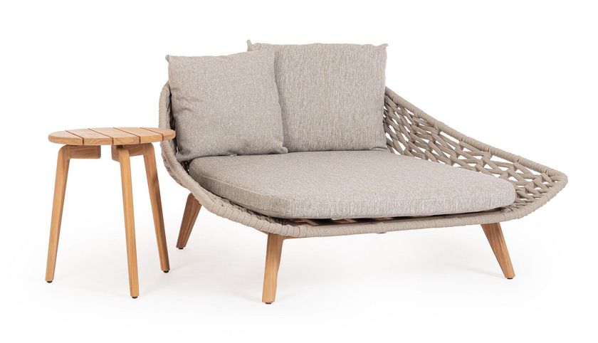 TAMIRES Round teak garden side table By Bizzotto