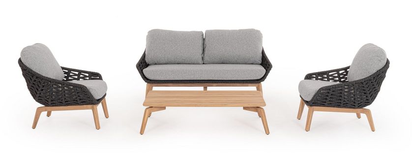 TAMIRES Rectangular teak garden side table By Bizzotto