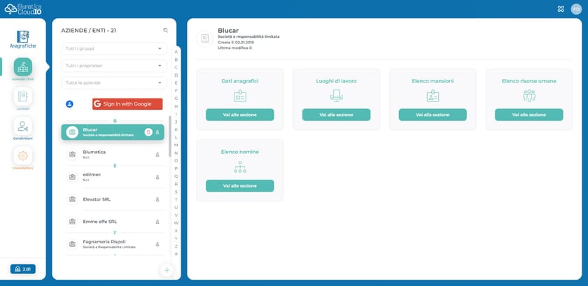Document sharing, workgroup Blumatica CloudIO By Blumatica design Blumatica