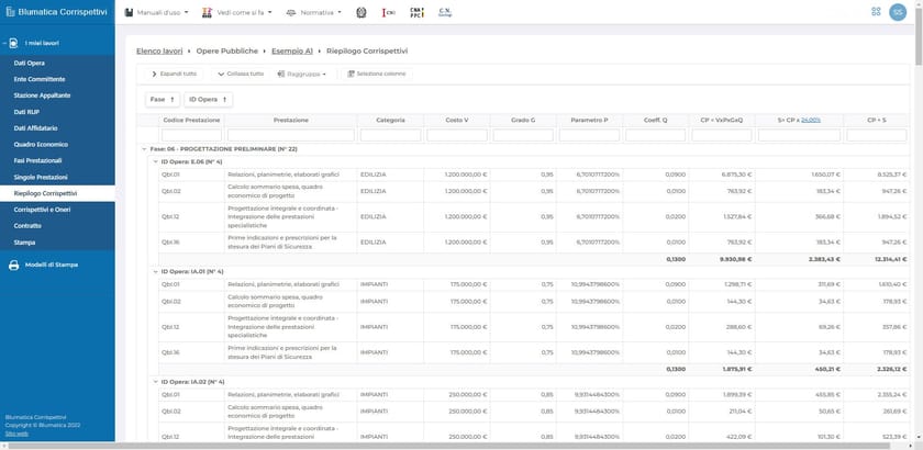Blumatica Corrispettivi Opere Pubbliche Parcella professionale e tariffa By Blumatica