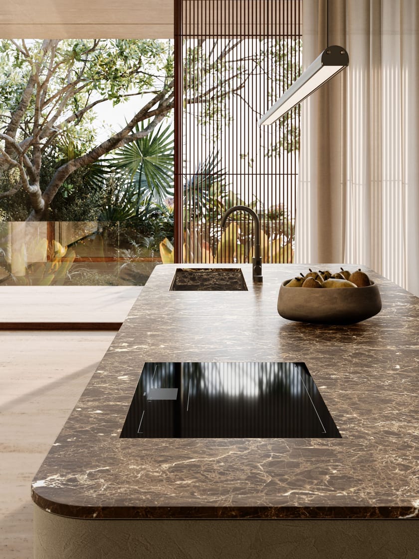 COVE Monoblock island kitchen with snack top By Boffi | design Zaha ...