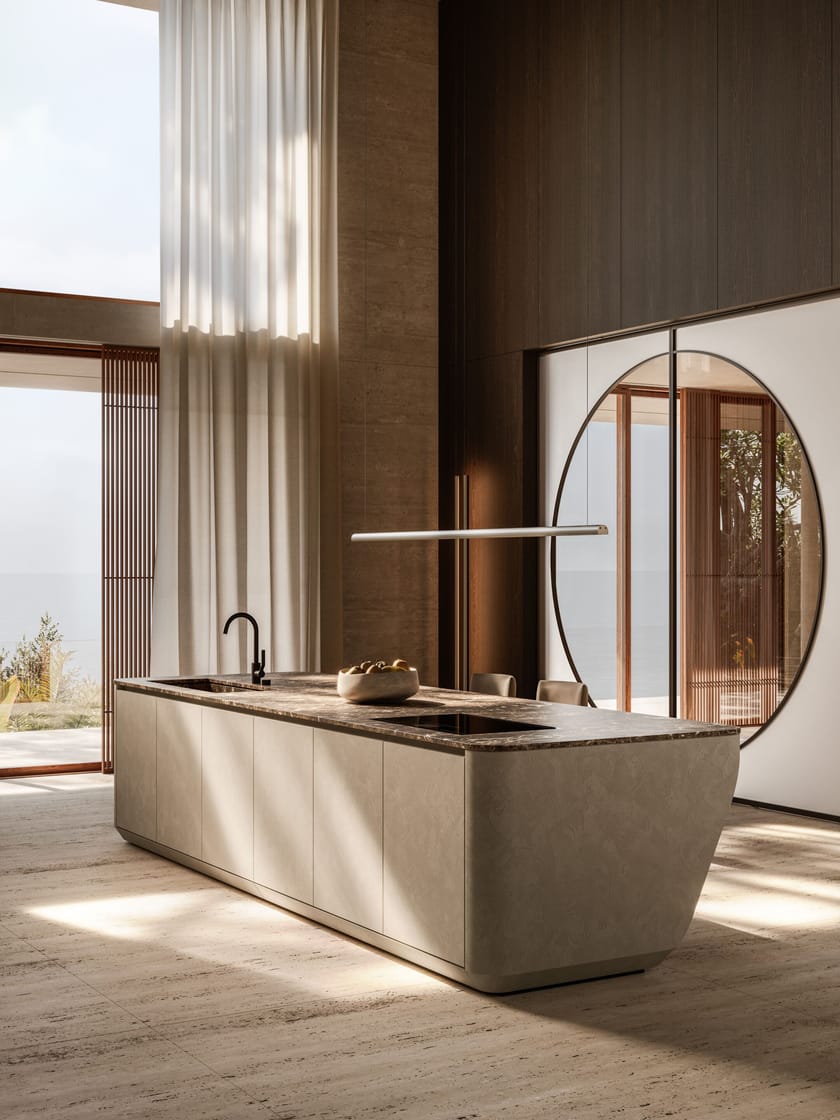 COVE Monoblock island kitchen with snack top By Boffi | design Zaha ...