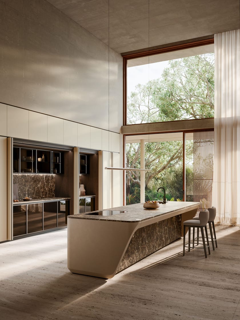 COVE Monoblock island kitchen with snack top By Boffi | design Zaha ...