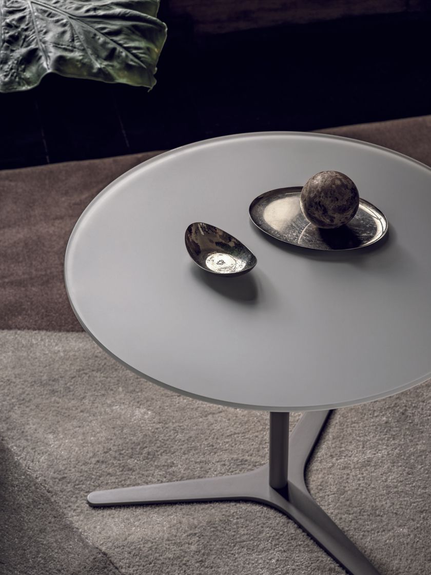 ELICA Round crystal and steel coffee table By Bontempi Casa