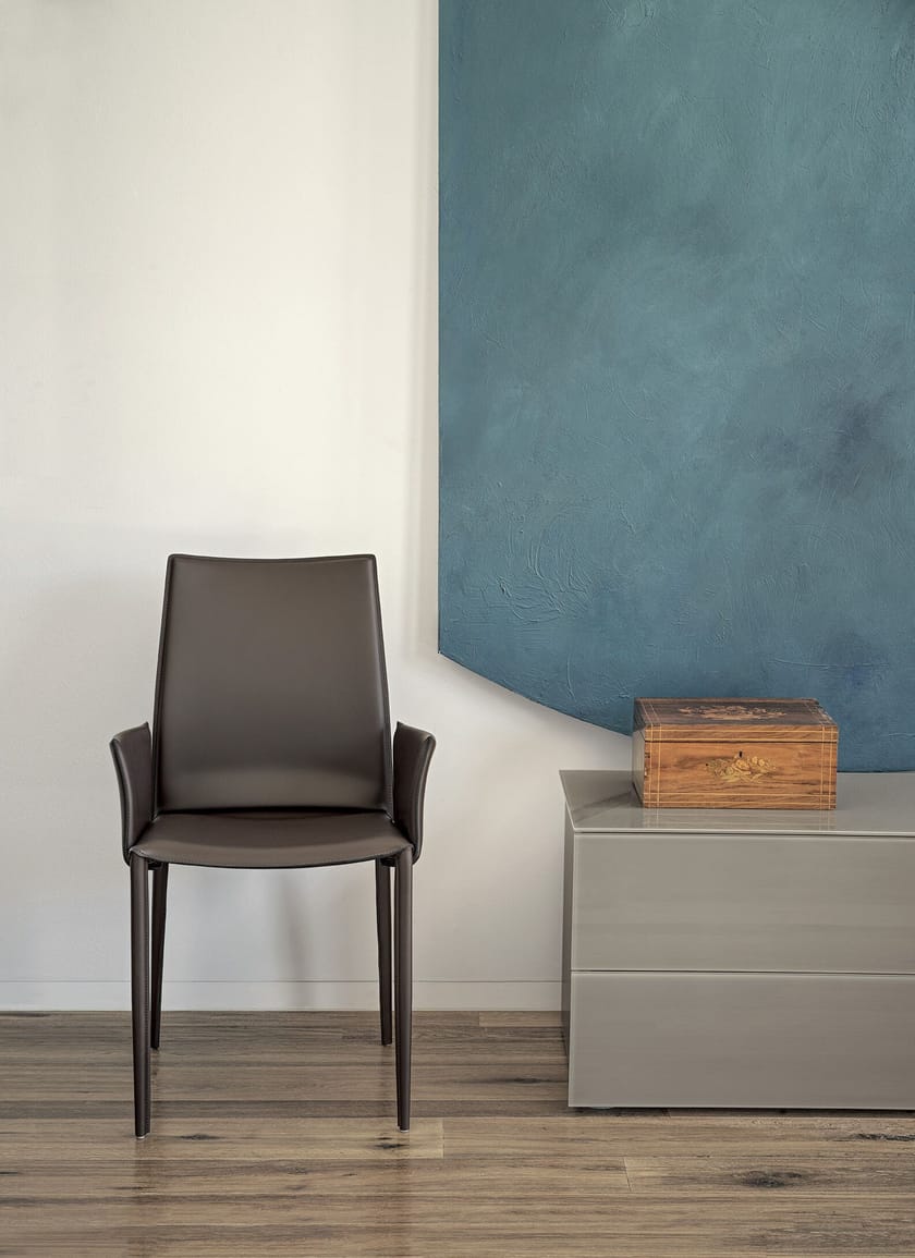 LINDA Sedia in cuoio By Bontempi