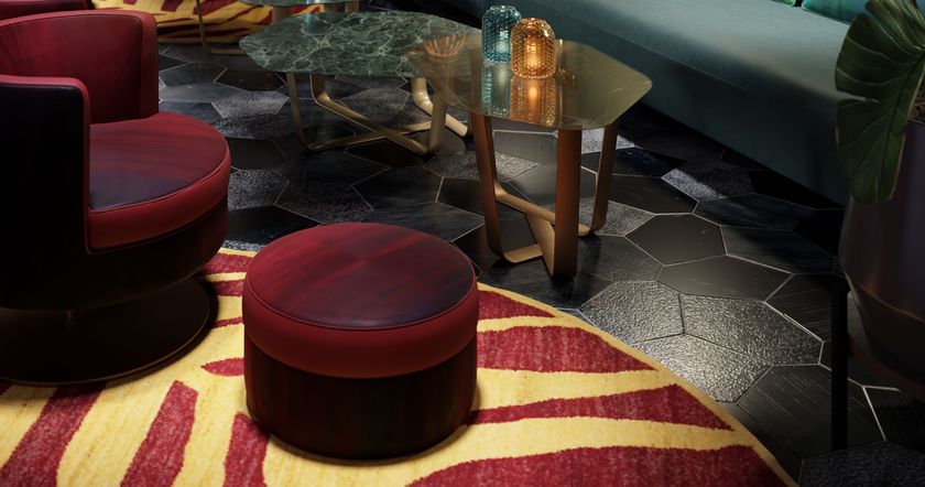 FRISBEE Round leather pouf By Borzalino