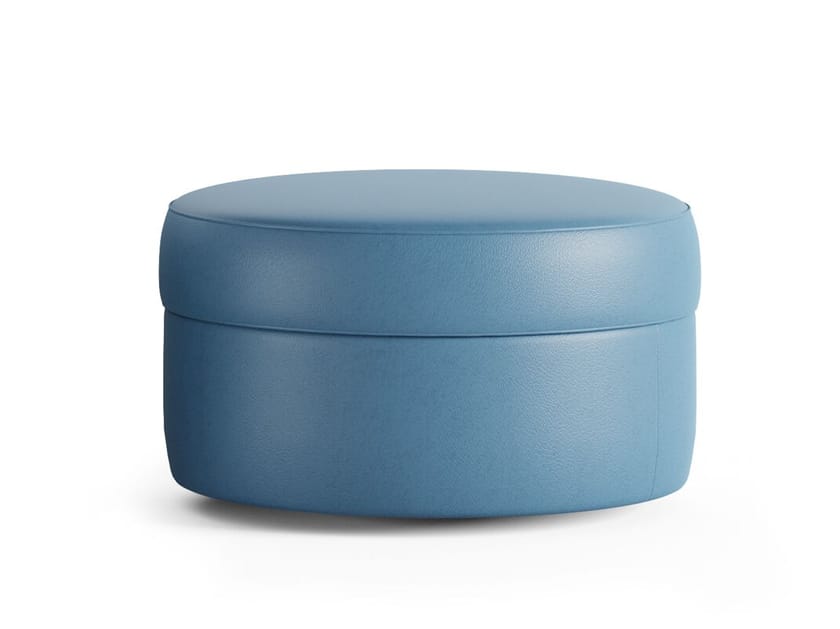 FRISBEE Round leather pouf By Borzalino