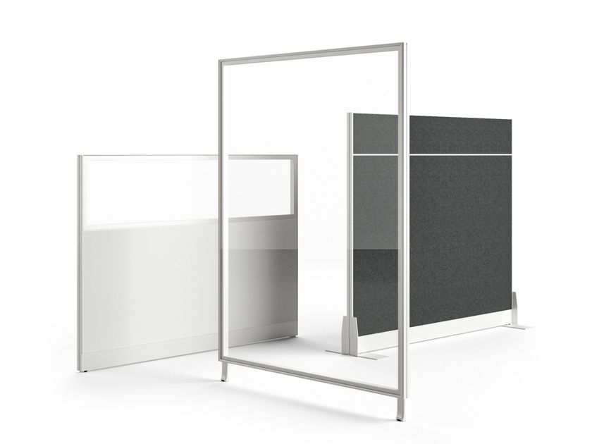 KUBICK Freestanding glass and aluminium office screen By Bralco