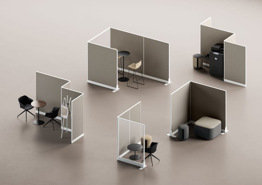 KUBICK Freestanding glass and aluminium office screen By Bralco