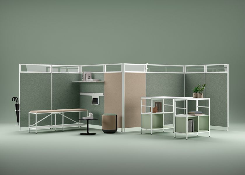 KUBICK Freestanding glass and aluminium office screen By Bralco