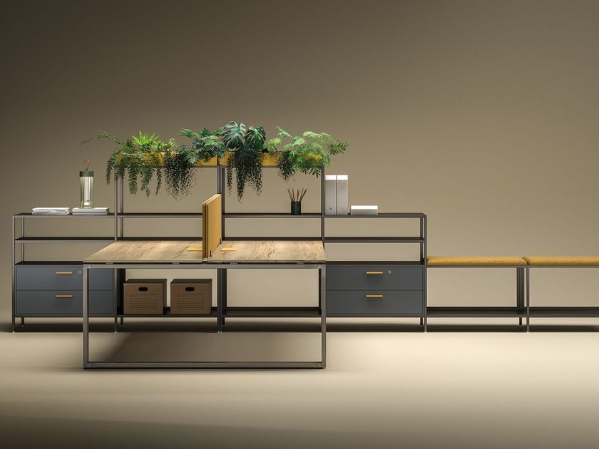 LOOPY Sectional wooden office desk with shelves By Bralco | design ...