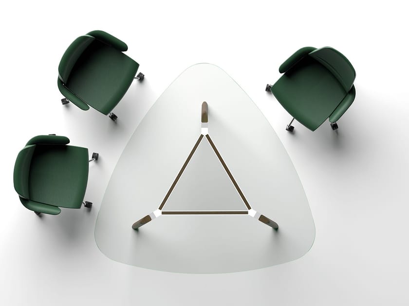 RAIL Triangular glass meeting table By Bralco | design Gianantonio ...