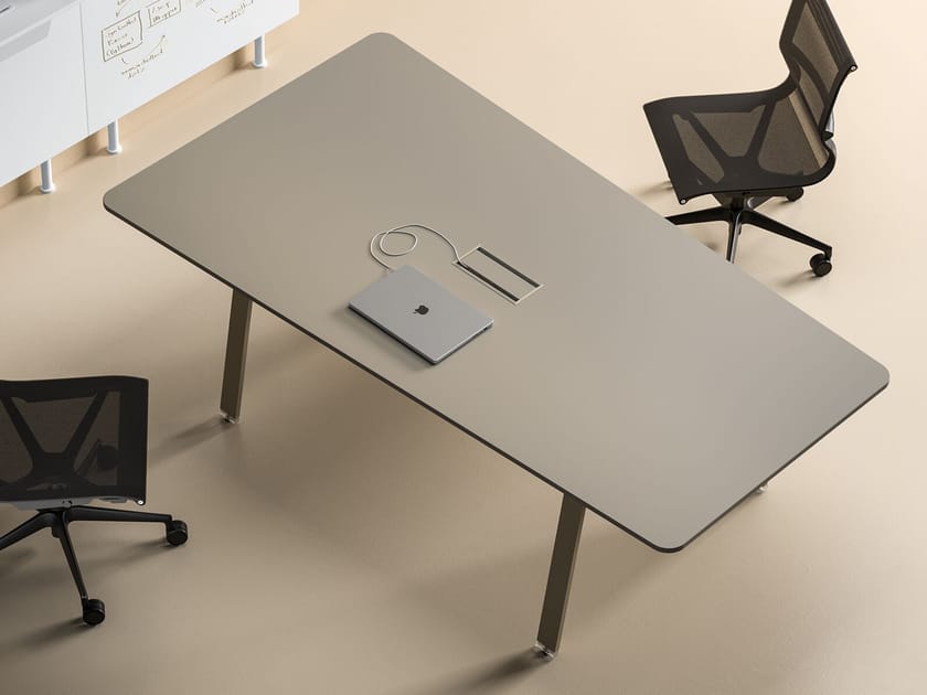 TAKE-OFF EVO / COUNTRY Rectangular meeting table with cable management ...