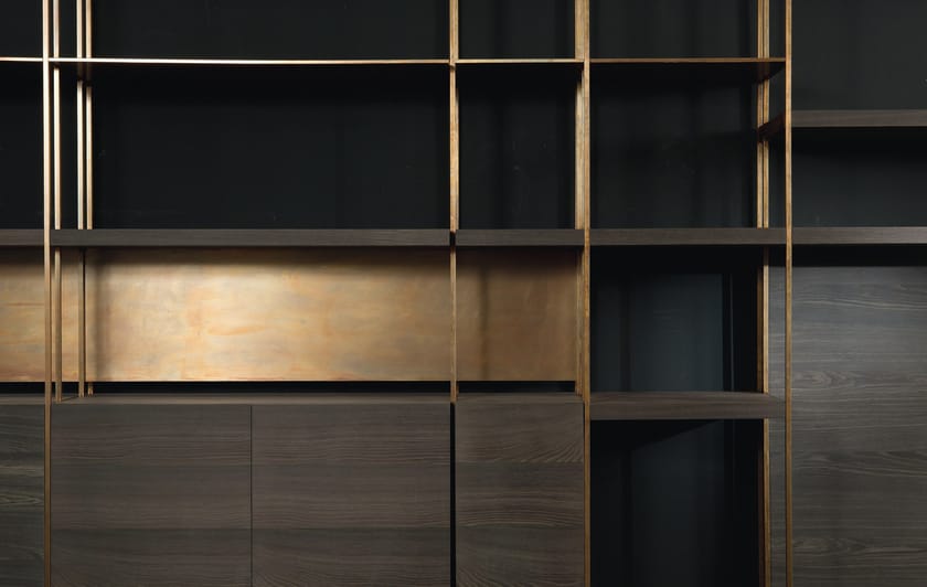 CAGE-C Freestanding solid wood and brass bookcase By Henge | design ...