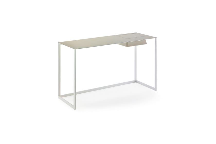 Steel secretary desk with tanned leather top CALAMO 2730 By Zanotta