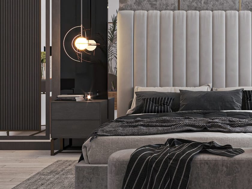 CALIPSO Rectangular wooden bedside table with drawers By CASA +39