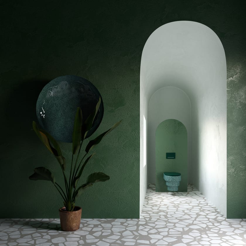 CALLIPYGE ÉCAILLÉ VERT WC suspendu en céramique By Trone