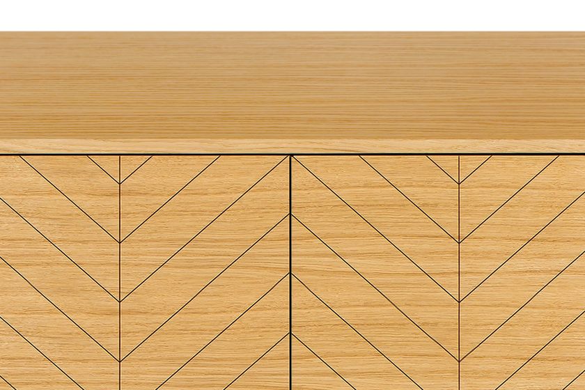 CAMDEN HERRINGBONE | Highboard Wood veneer highboard with doors By Woodman