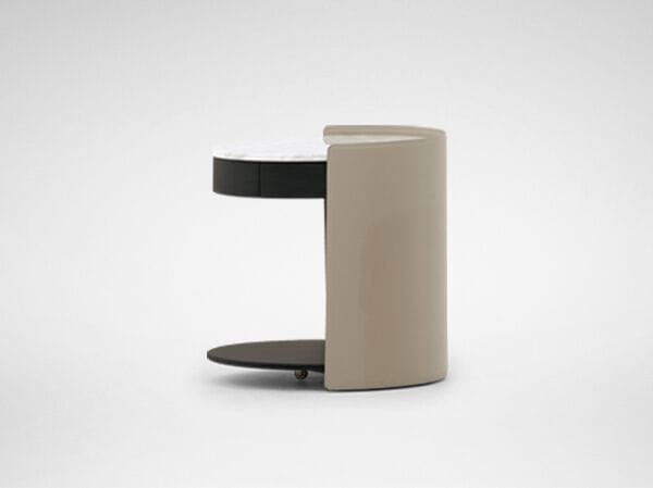 HARMON Round coffee table with castors and drawer By CAMERICH