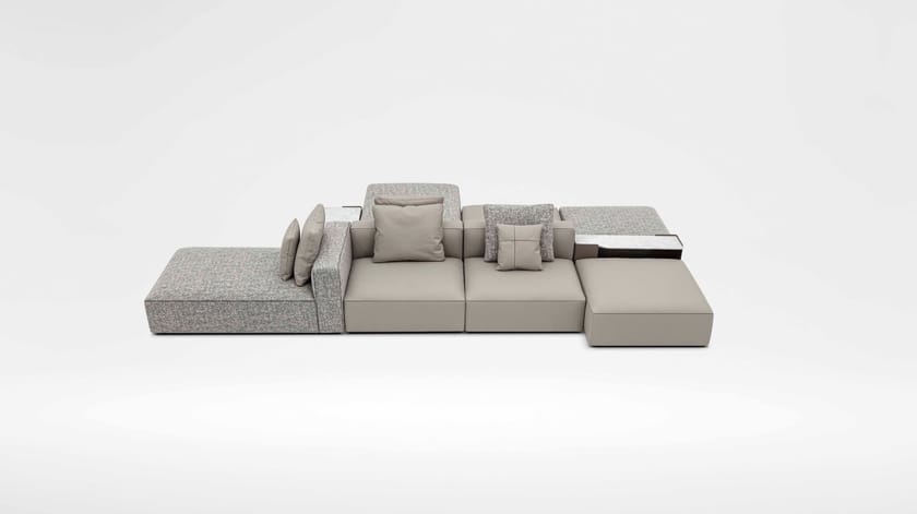 RUBIX Sectional leather sofa with storage space By CAMERICH