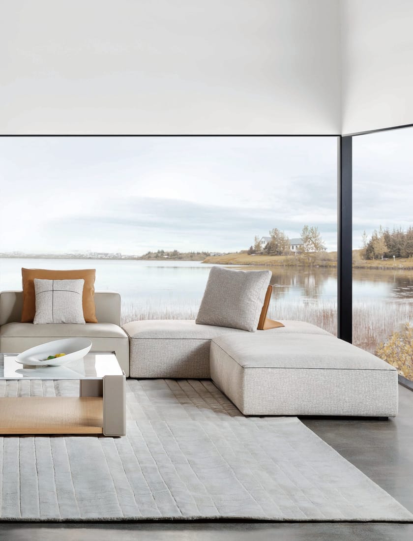 RUBIX Sectional leather sofa with storage space By CAMERICH