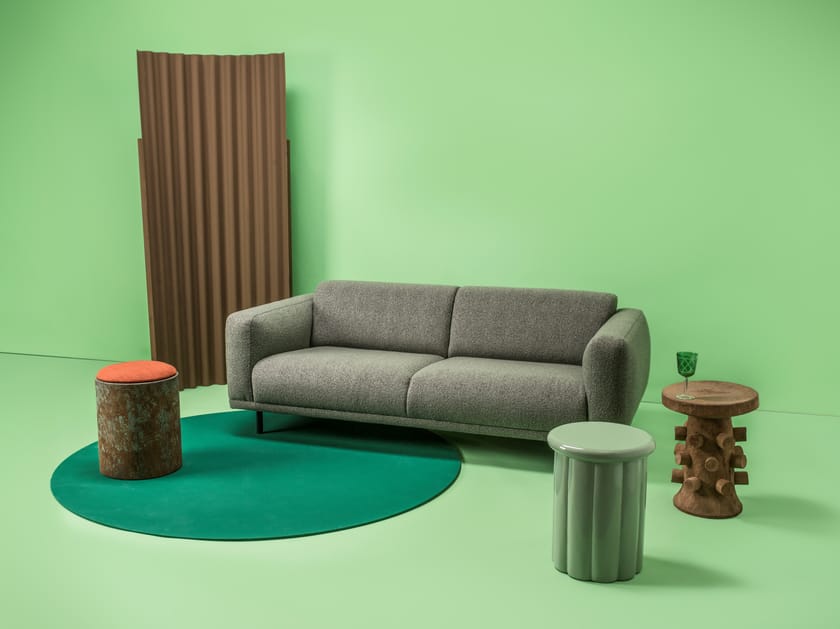 Lacquered wooden stool with integrated cushion CAP By Pols Potten