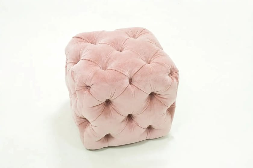 CAPITON CONTEMPORAIN Tufted upholstered square velour pouf By Crearte ...