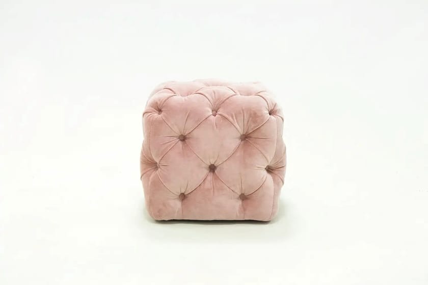 CAPITON CONTEMPORAIN Tufted upholstered square velour pouf By Crearte ...