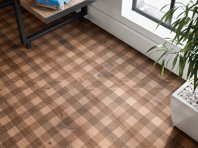 CARVING CHECK I - VULC. MEDIUM WHITE Oak flooring By Mafi