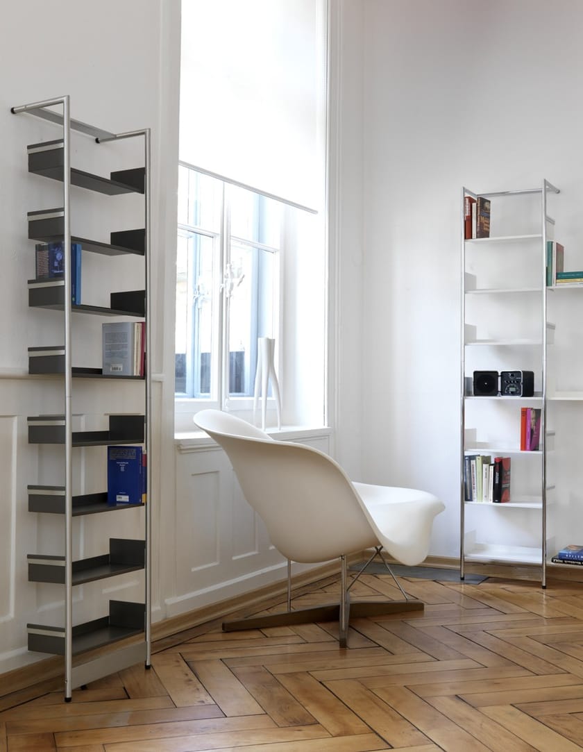 Floorstanding powder coated steel CD rack CD POOL By MOX