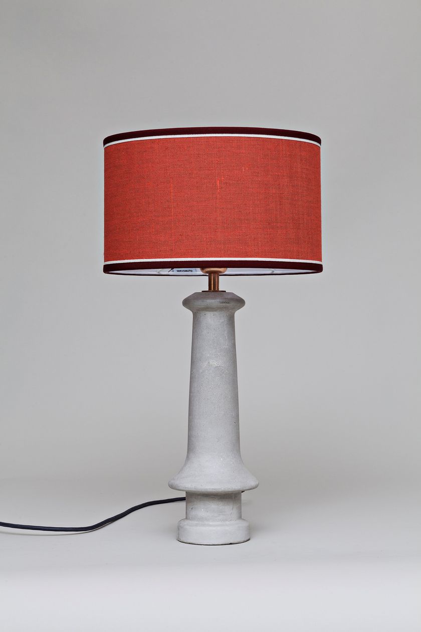 CEMENT | Table lamp Concrete table lamp with linen lampshade By SERVOMUTO