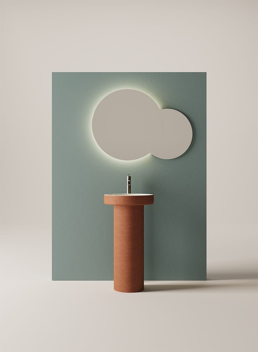 CENOTE A COLONNA Freestanding round clay washbasin By Agape | design ...