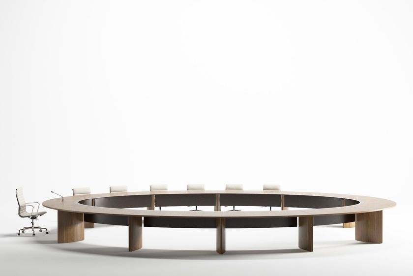 CEO Modular oval wood veneer meeting table By BK Contract