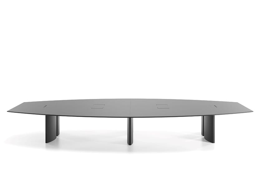 CEO Modular rectangular wood veneer meeting table By BK Contract